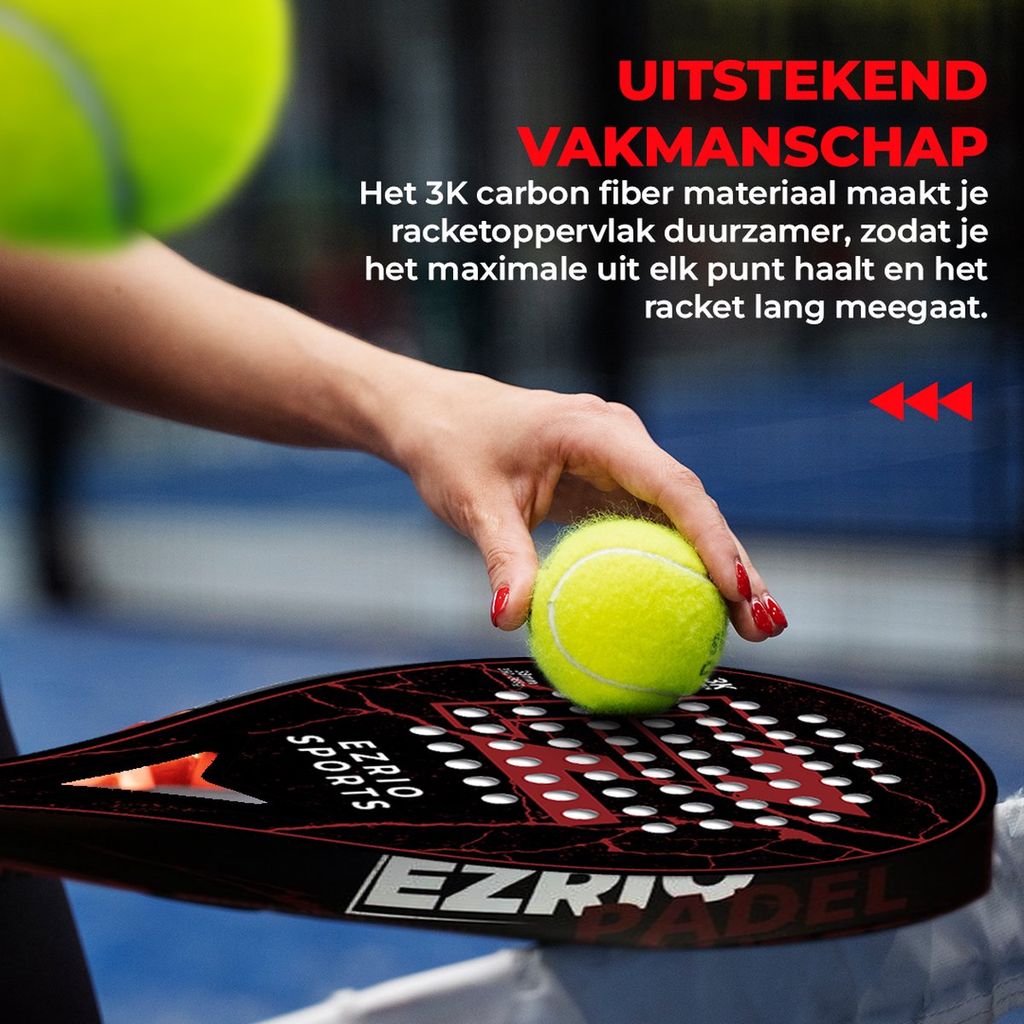 Padel racket – Padelracket – Padeltas – Tennis – 3K Carbon – Zwart ...